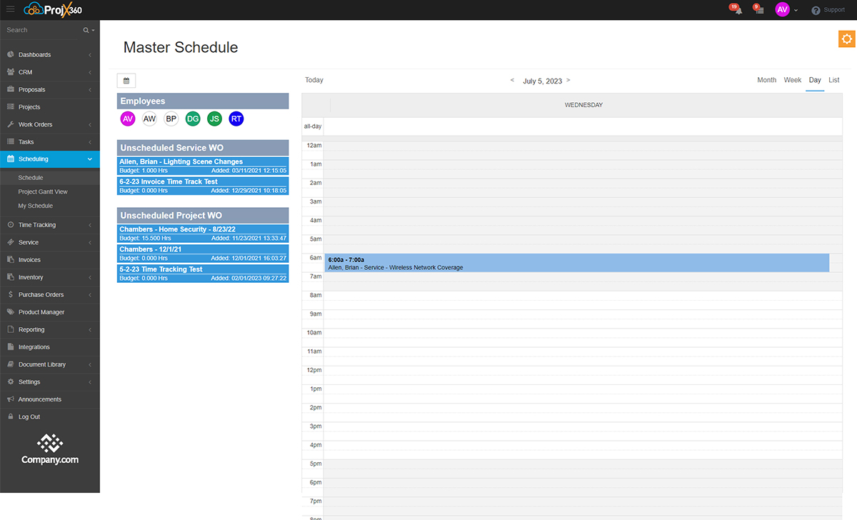 Easily schedule your employees and projects - ProjX360